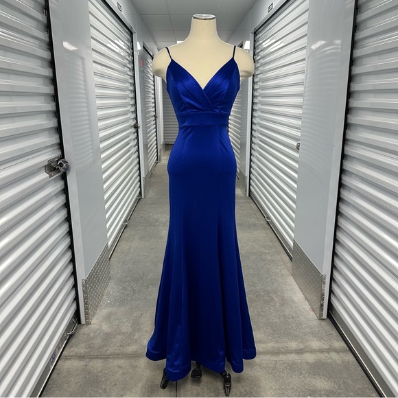 Teeze Me | Dresses | Y2k Teeze Me Royal Blue Shiny Stretch Maxi Dress ...